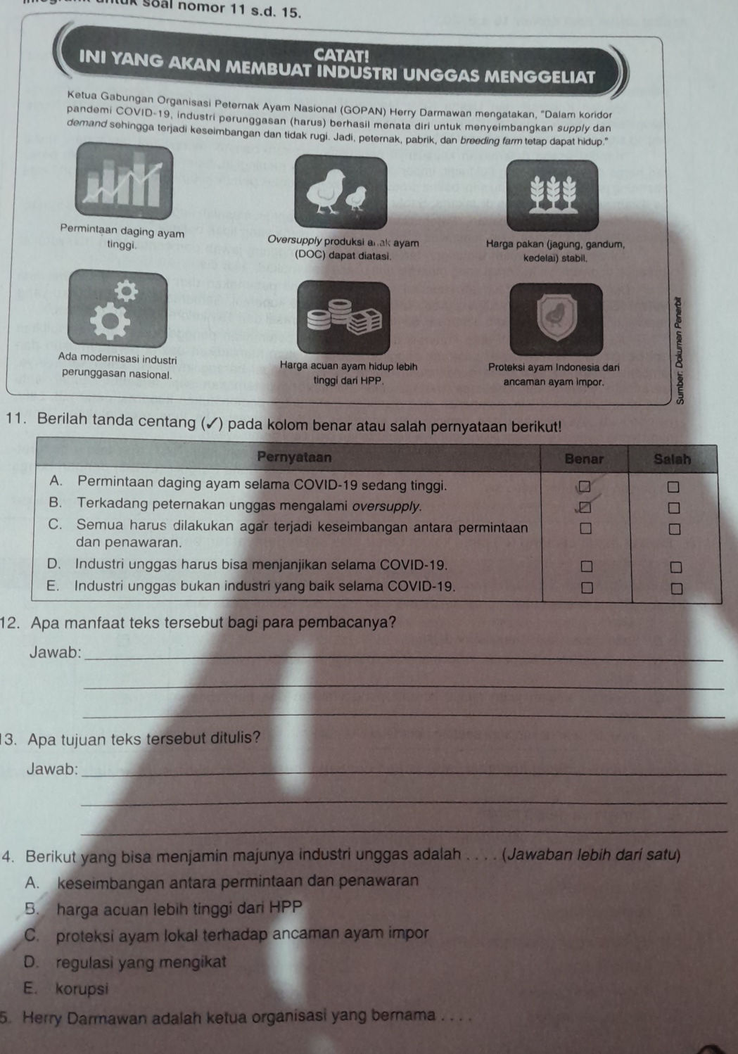 11. Berilah tanda centang ( ) pada kolom | StudyX