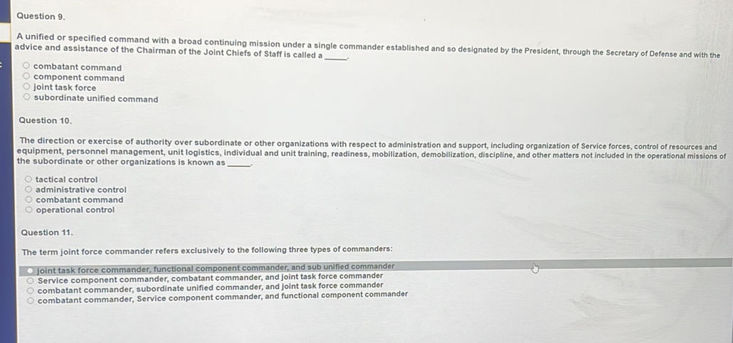 Question 9. A unified or specified command | StudyX