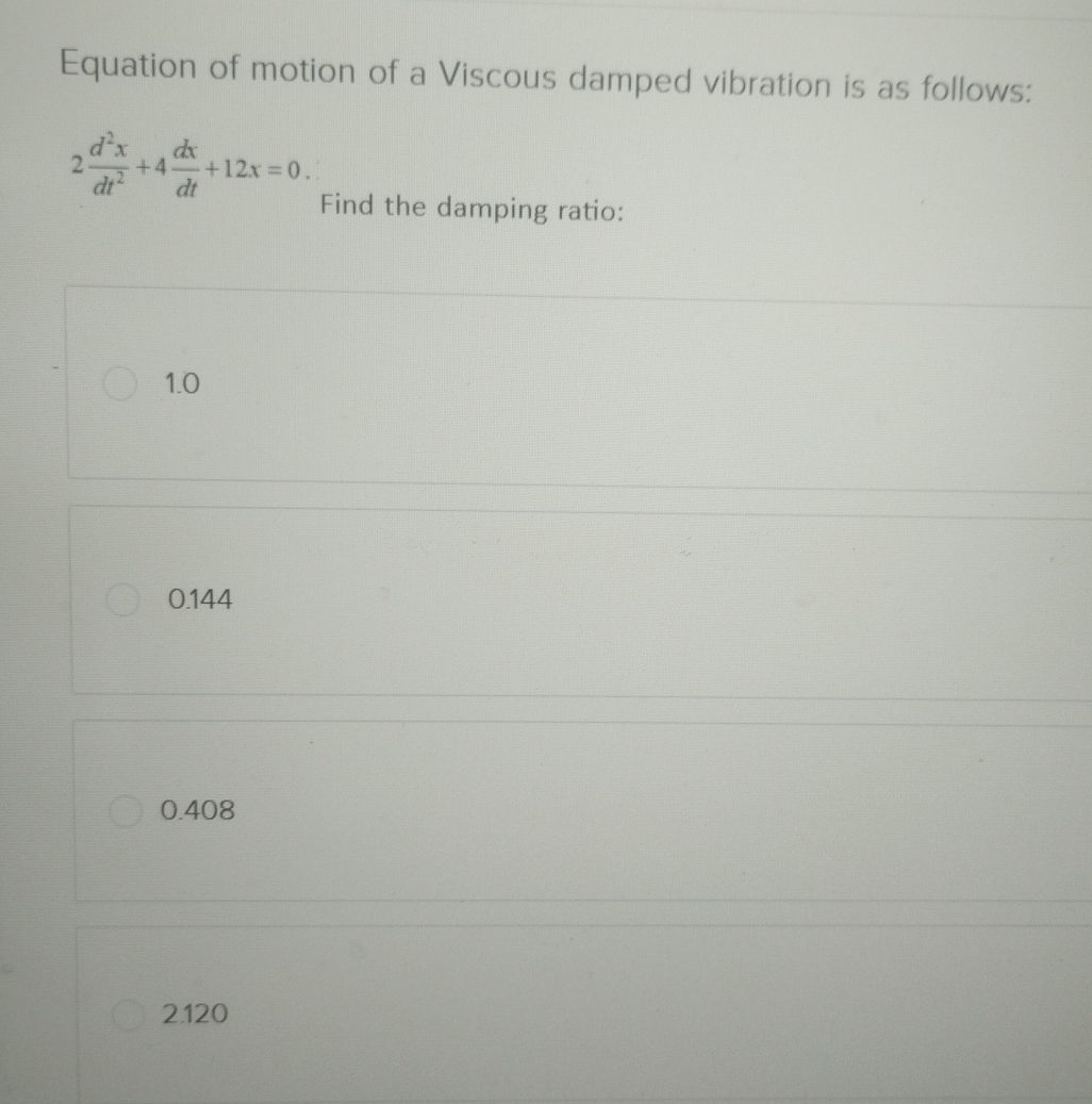 Equation of motion of a Viscous damped | StudyX