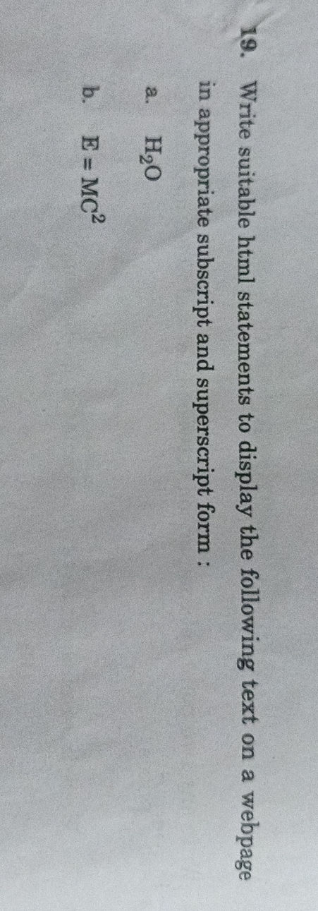 19. Write suitable html statements to | StudyX