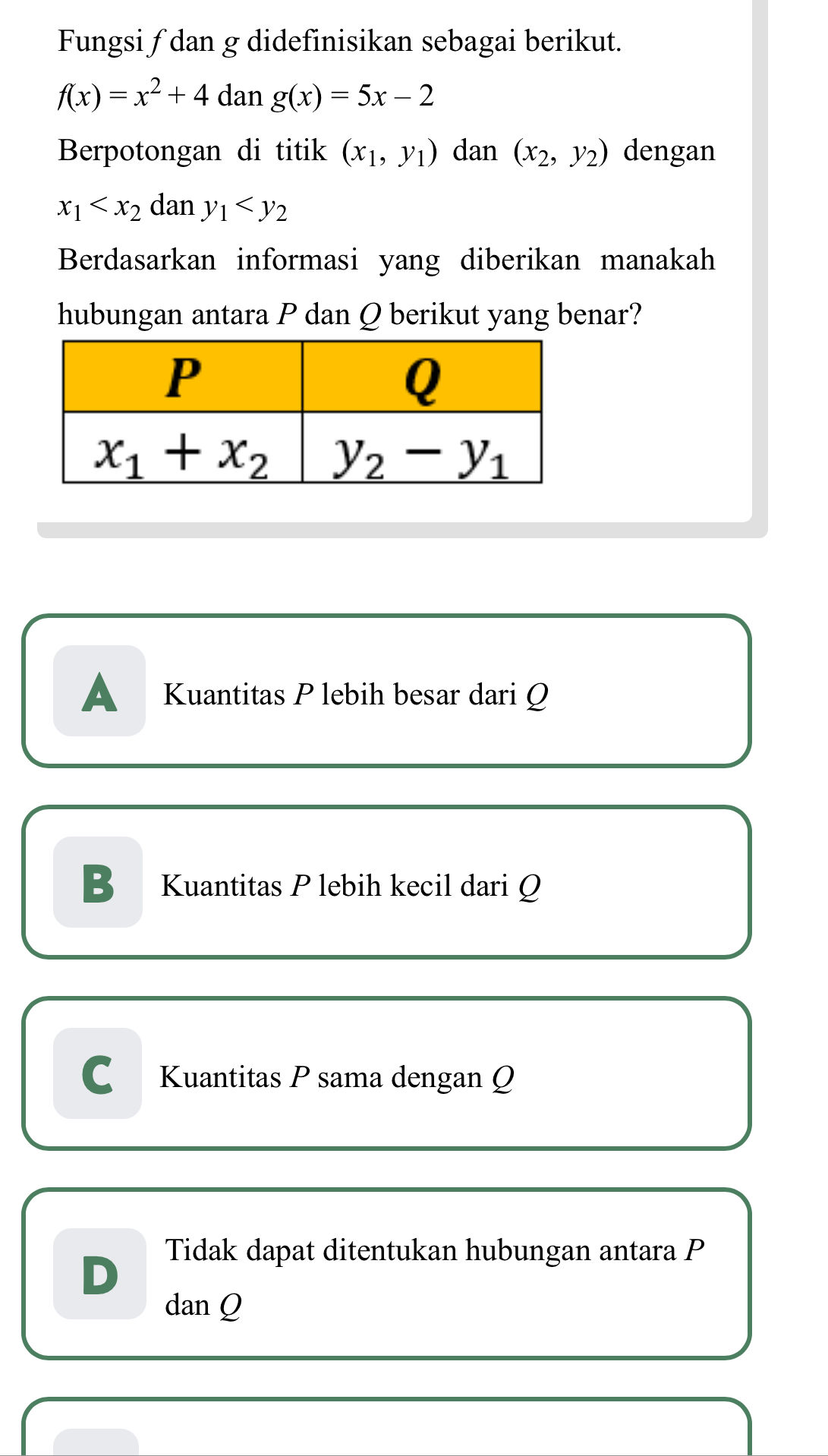 Fungsi $f$ dan $g$ didefinisikan sebagai | StudyX