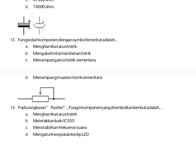 13. Fungsidari komponen dengan symbol | StudyX