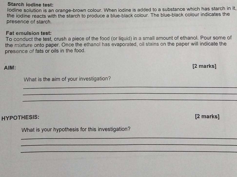 Starch iodine test: Iodine solution is an | StudyX