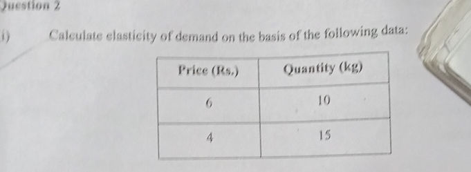 Calculate elasticity of demand on the basis | StudyX