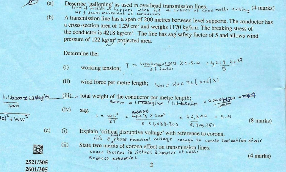 (a) Describe 'galloping' as used in overhead | StudyX