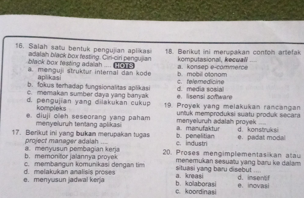 16. Salah satu bentuk pengujian aplikasi | StudyX