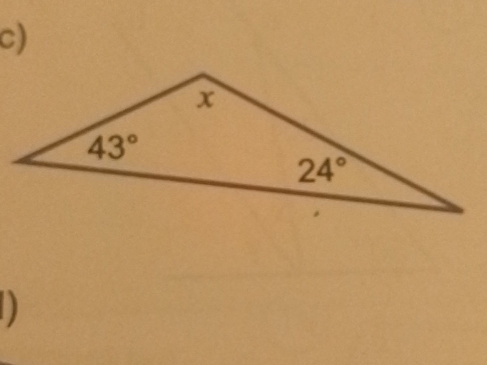Find the value of $x$ in the triangle. $x$, | StudyX