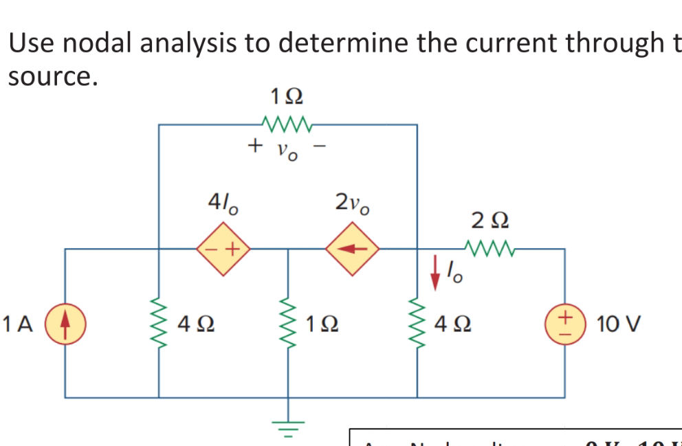 Use nodal analysis to determine the current | StudyX