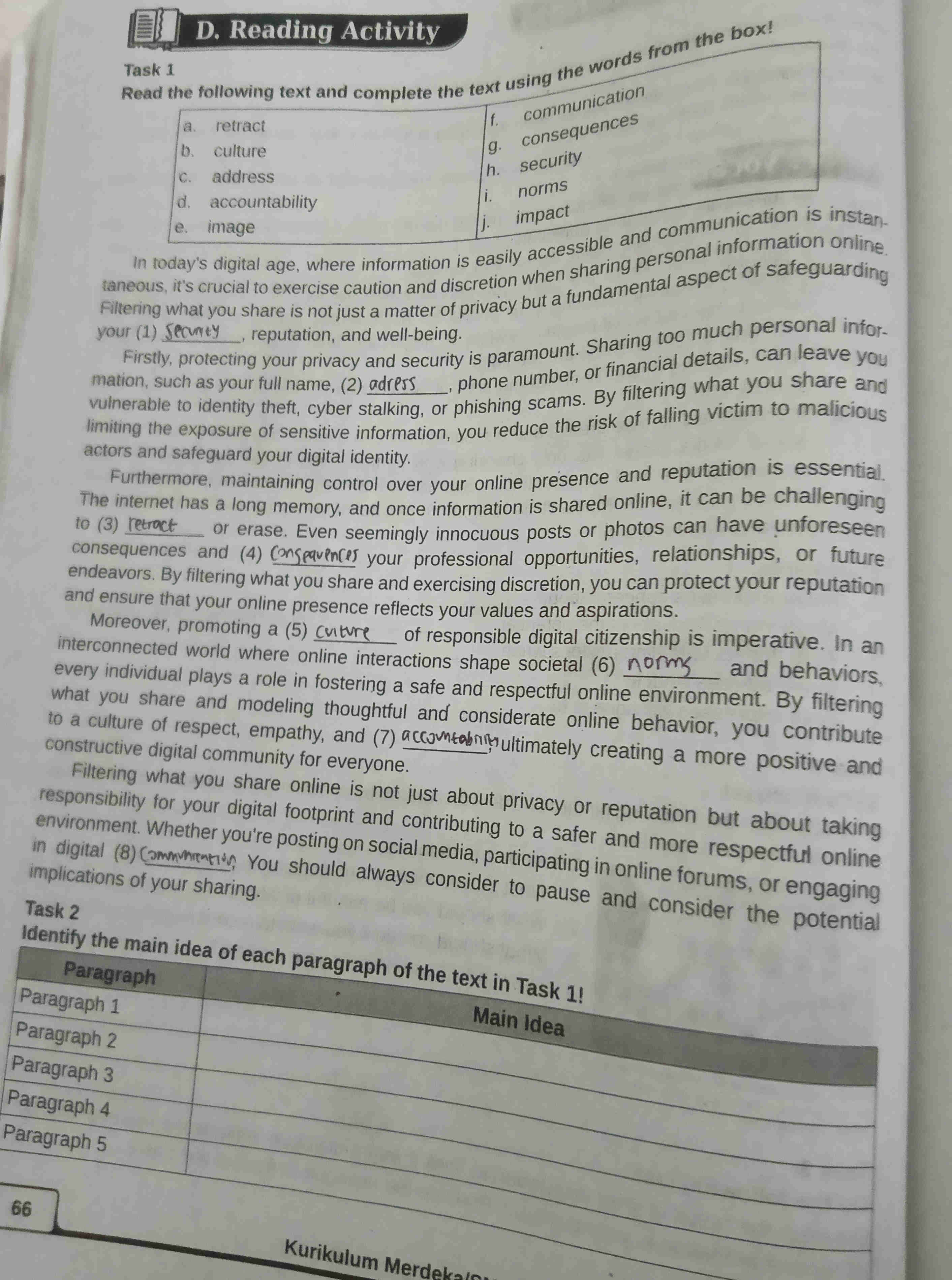 Task 1 Read the following text and complete | StudyX