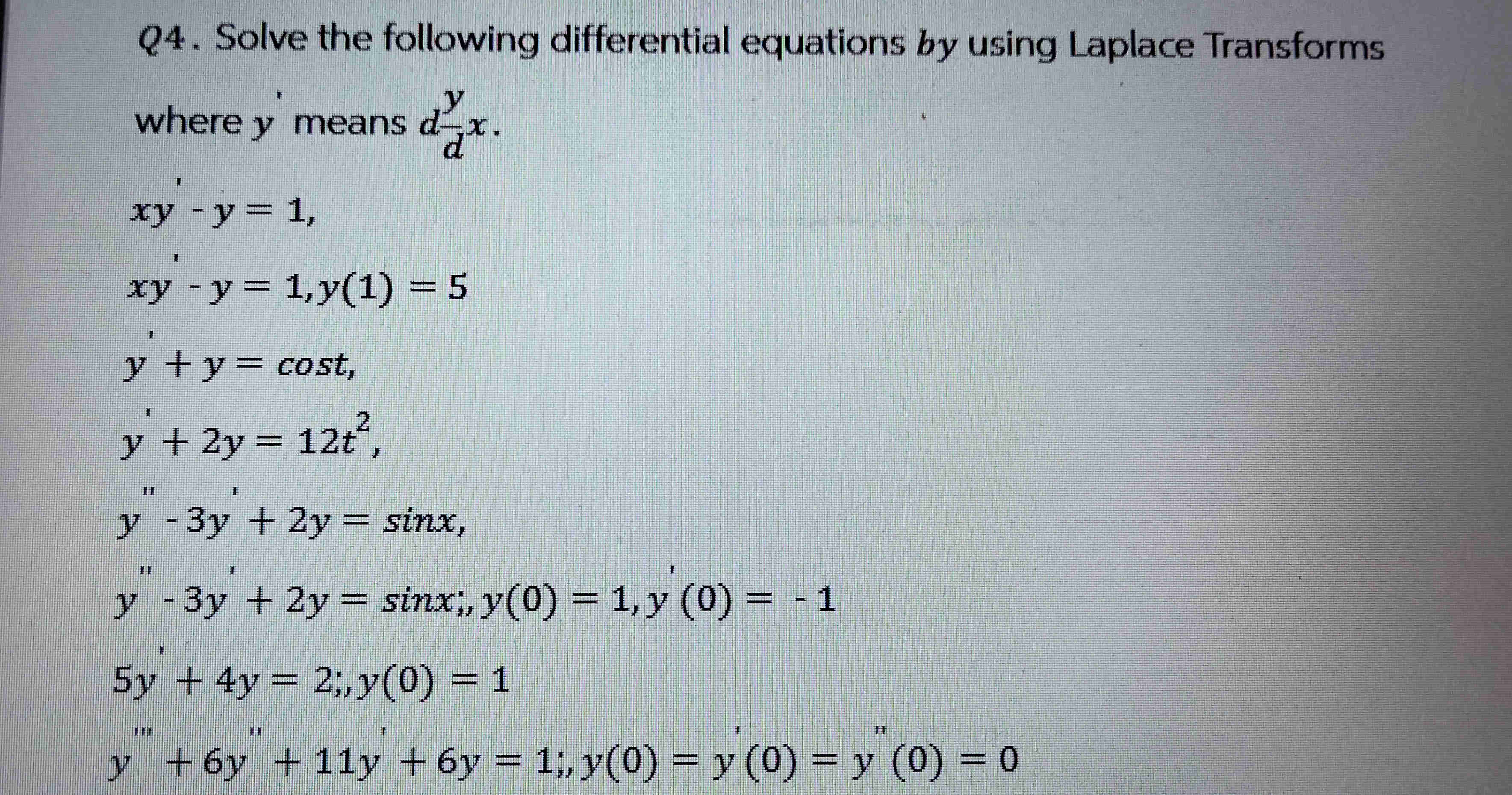 Q4. Solve the following differential | StudyX