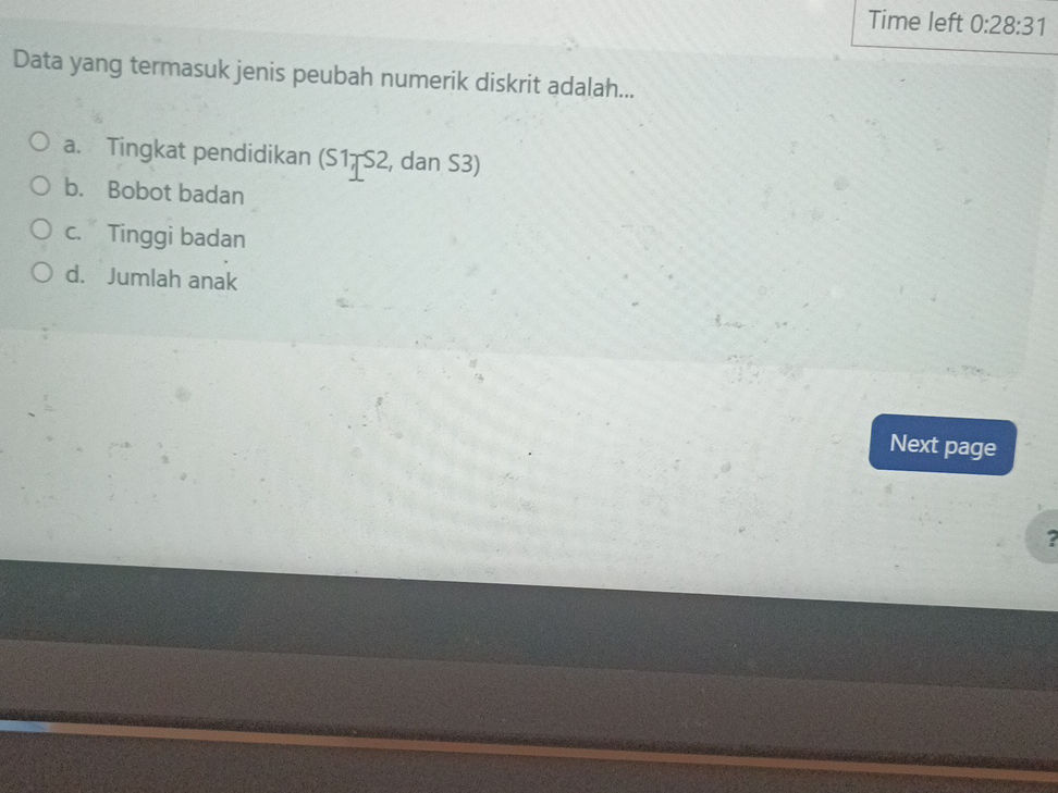 Data yang termasuk jenis peubah numerik | StudyX