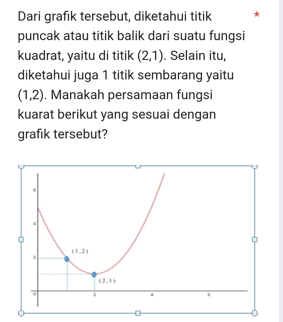 Dari grafik tersebut, diketahui titik puncak | StudyX