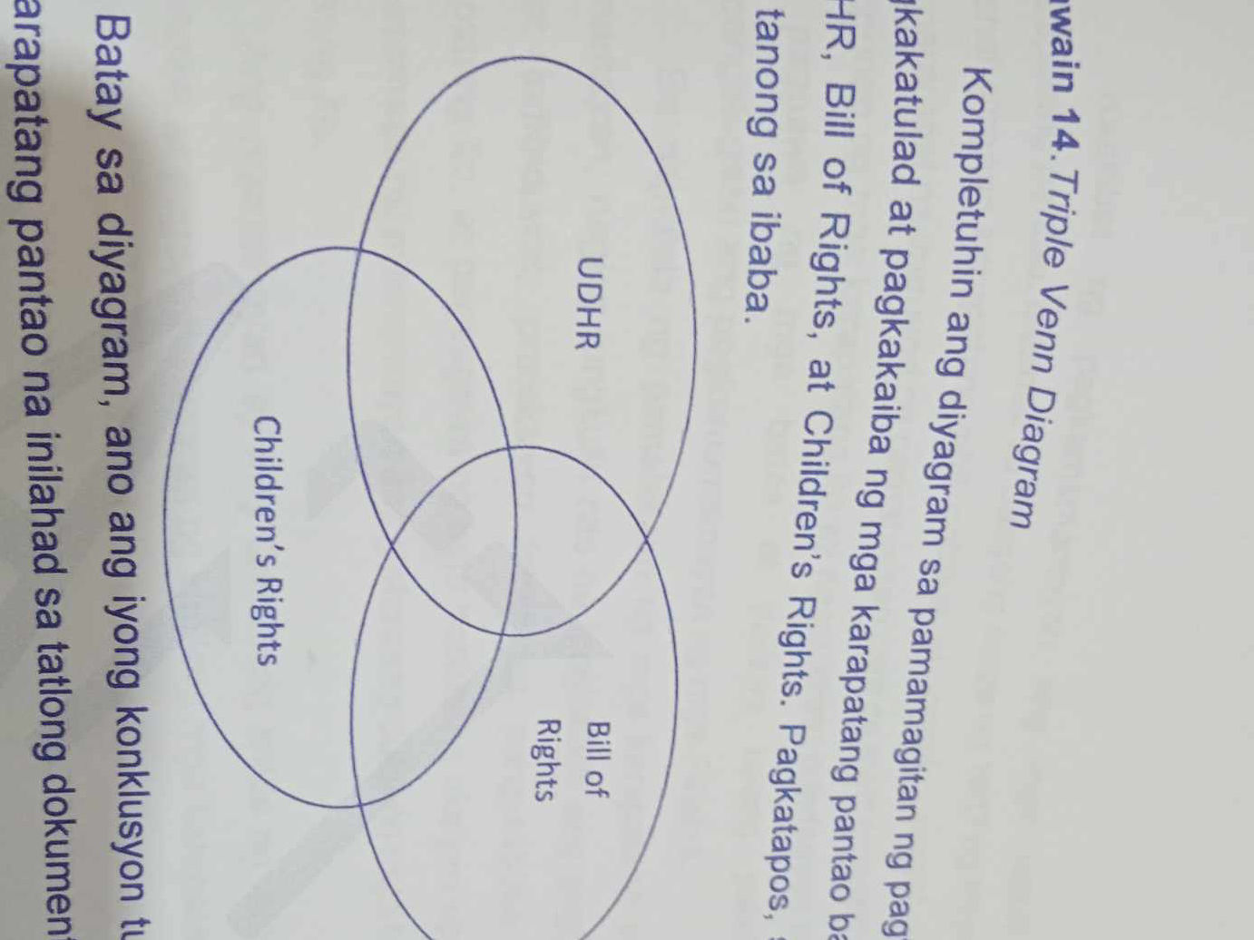 wain 14. Triple Venn Diagram Kompletuhin ang | StudyX