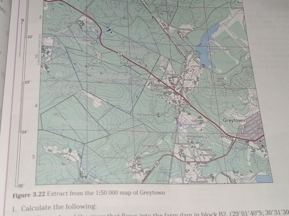 Figure 3.22 Extract from the 1:50 000 map of | StudyX