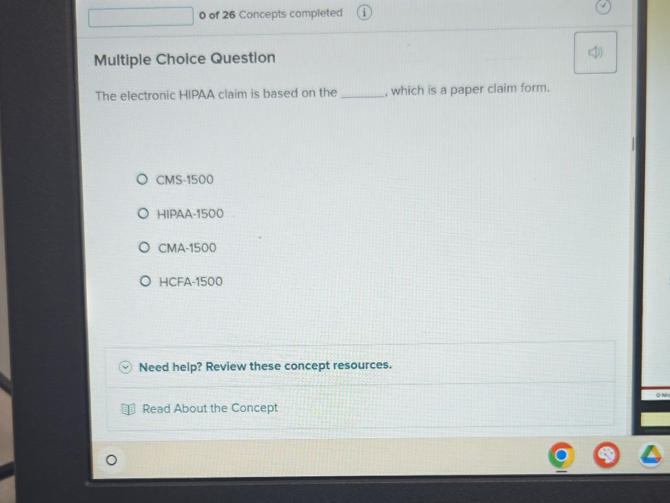 The electronic HIPAA claim is based on the | StudyX