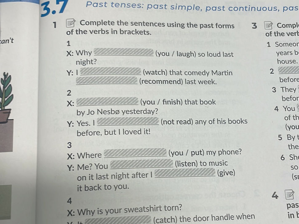 Complete the sentences using the past forms | StudyX