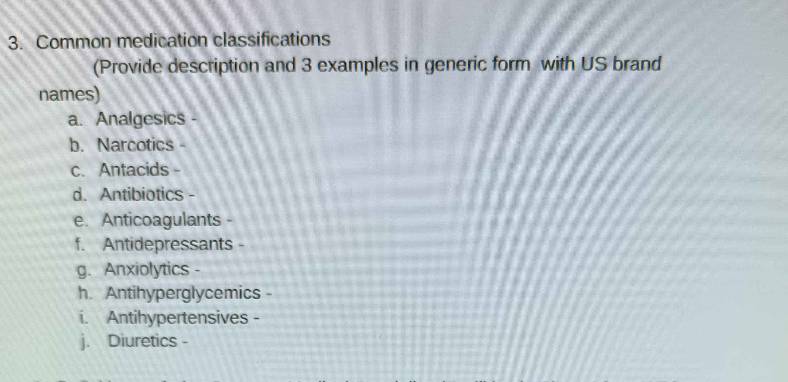 3. Common medication classifications | StudyX