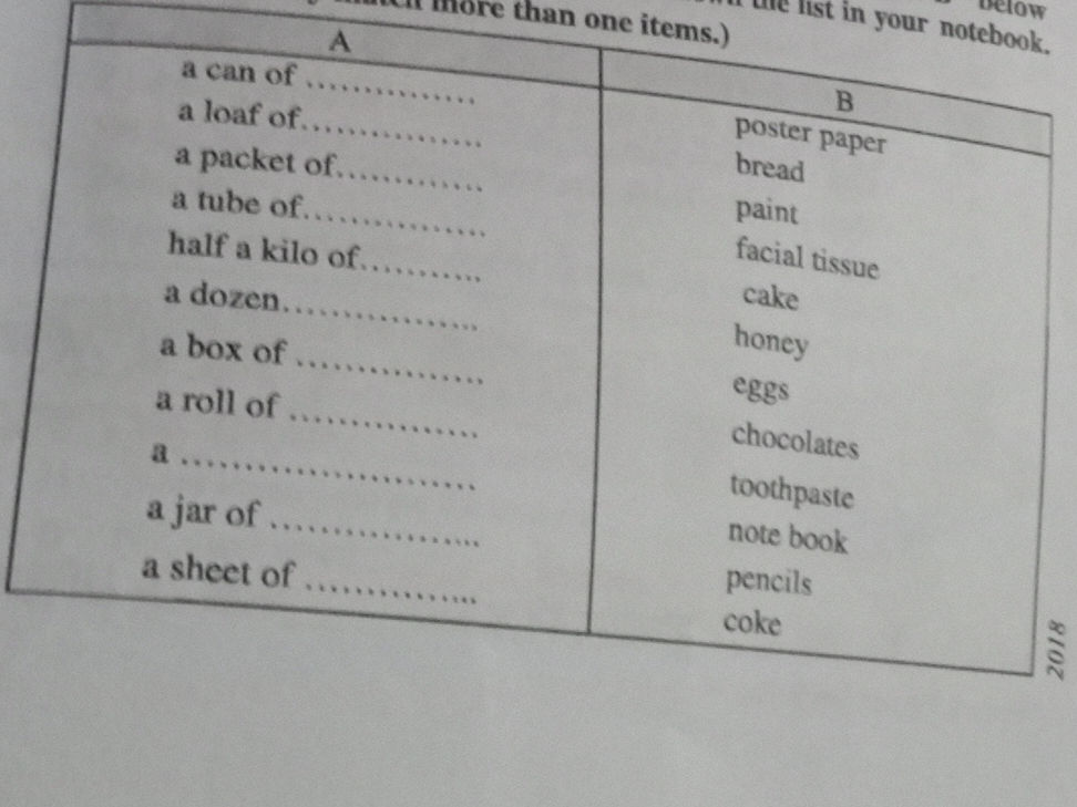 Match the items in column A with the items | StudyX