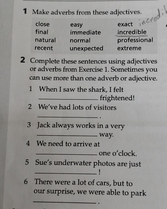 1 Make adverbs from these adjectives. | | StudyX