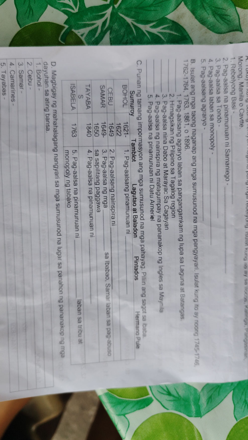 A. Tukuyin kung saang rehiyon naganap ang | StudyX