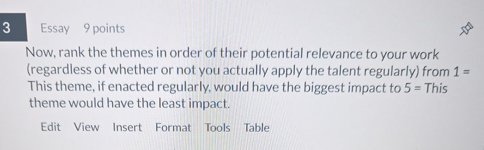 Now, rank the themes in order of their | StudyX