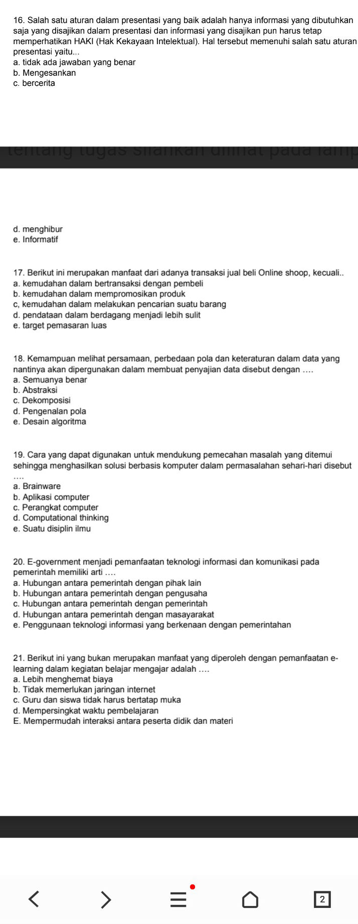 16. Salah satu aturan dalam presentasi yang | StudyX