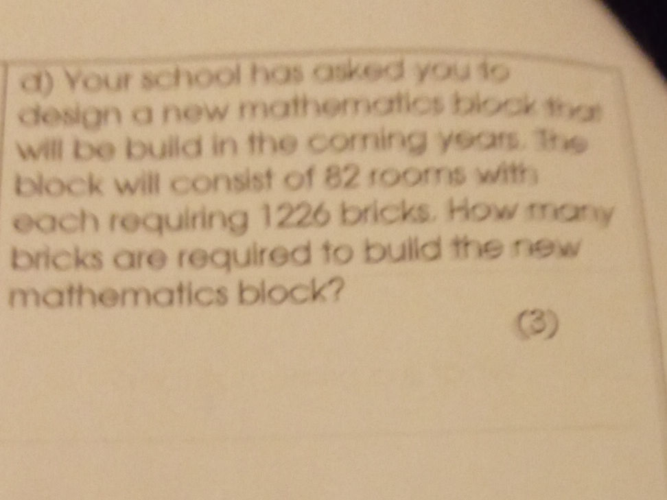 d) Your school has asked you to design a new | StudyX