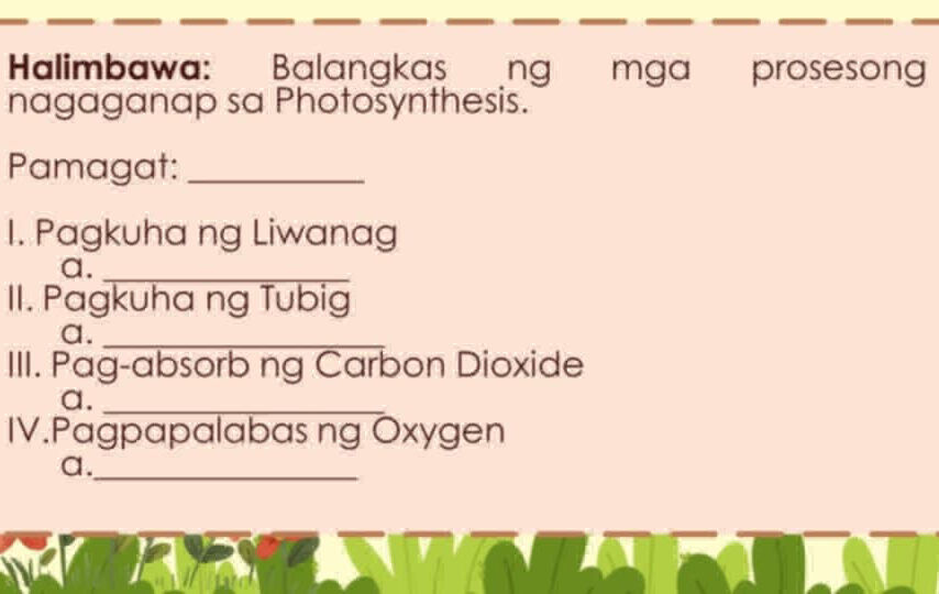 Halimbawa: Balangkas ng mga prosesong | StudyX