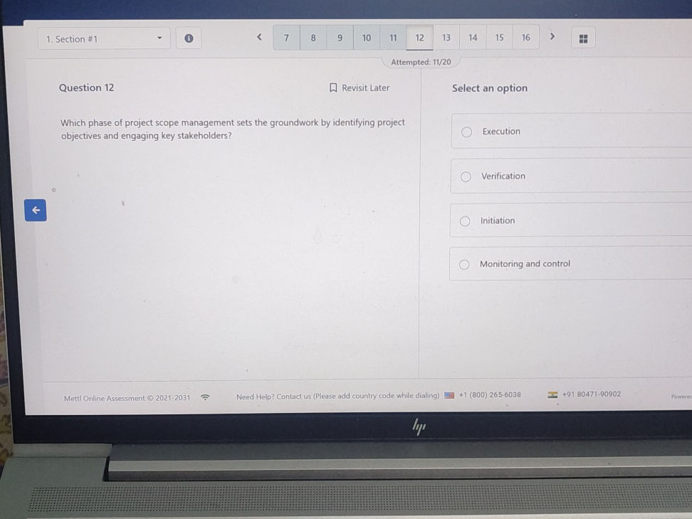 Which phase of project scope management sets | StudyX