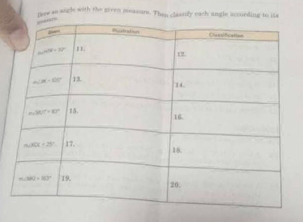 Draw an angle with the given measure. Then | StudyX