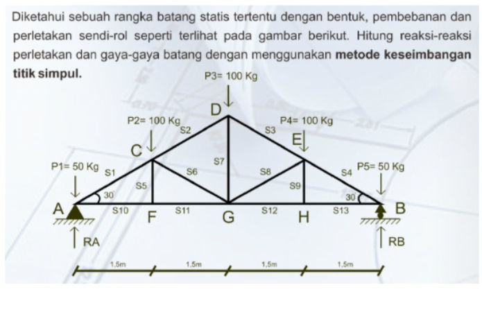 Diketahui sebuah rangka batang statis | StudyX