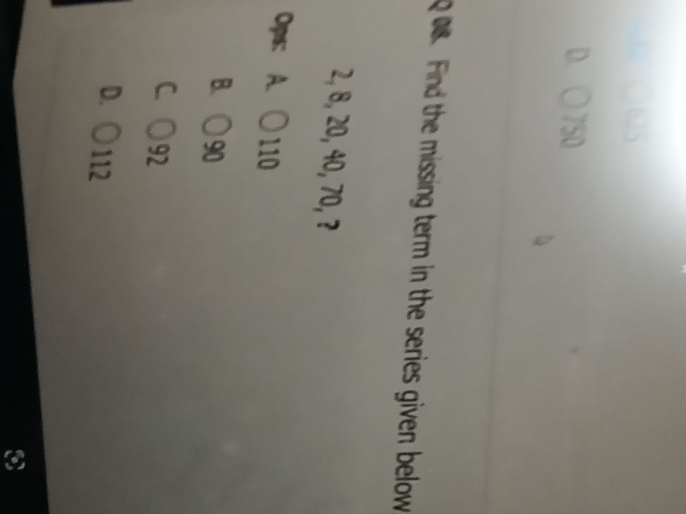 Q08. Find the missing term in the series | StudyX