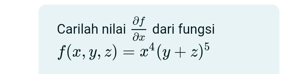 Carilah nilai \( { f}{ x}\) dari fungsi | StudyX