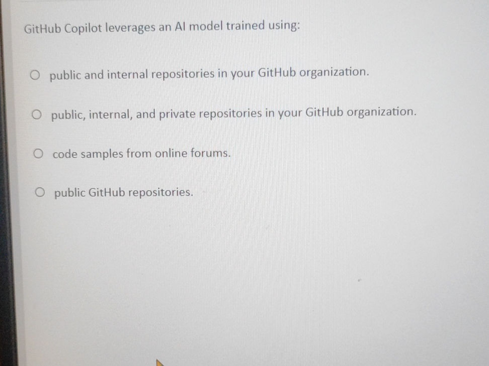 GitHub Copilot leverages an Al model trained | StudyX