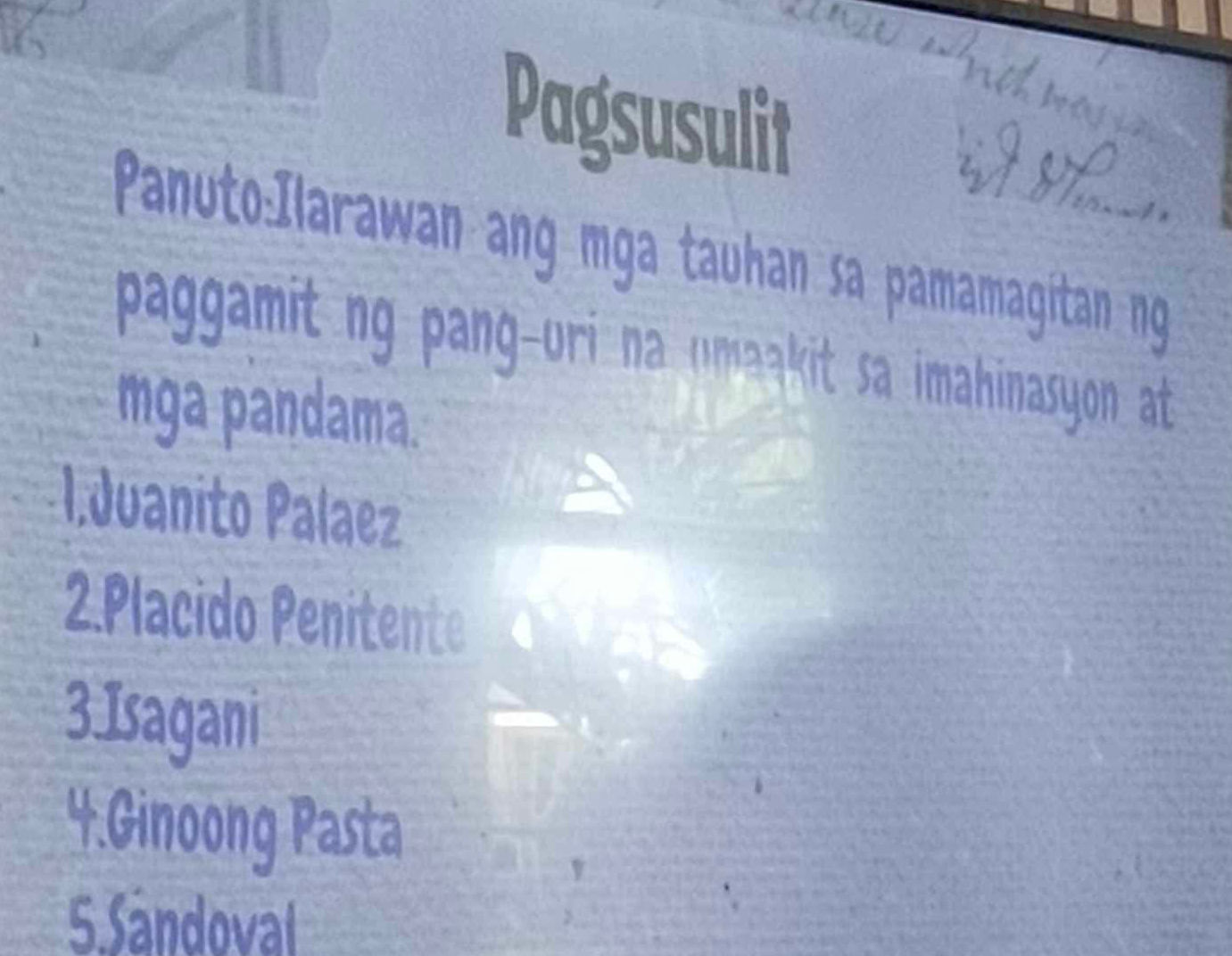 Pagsusulit Panuto: Ilarawan ang mga tauhan | StudyX