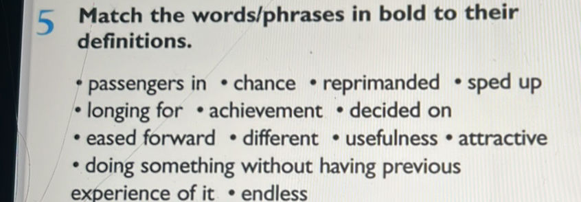 Match the words/phrases in bold to their | StudyX