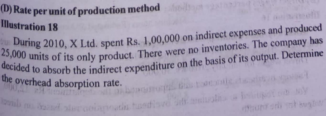 (D) Rate per unit of production method | StudyX
