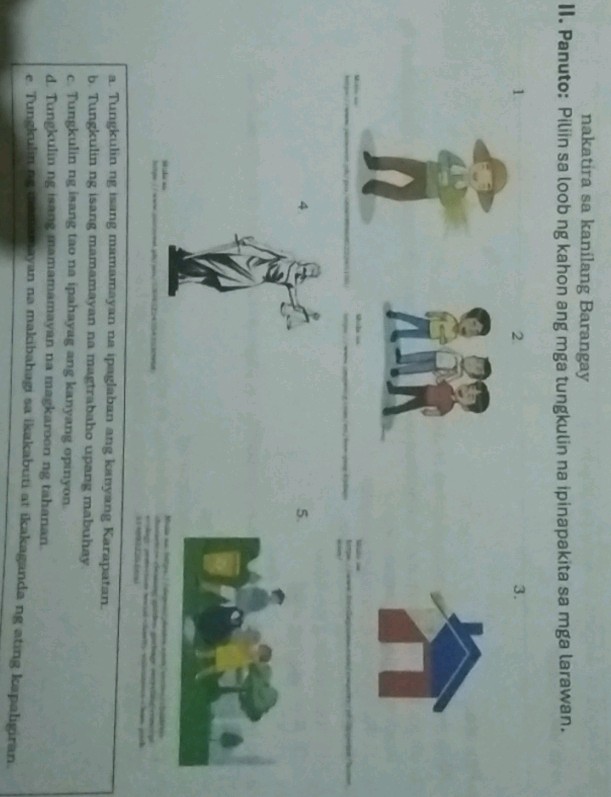 II. Panuto: Piliin sa loob ng kahon ang mga | StudyX