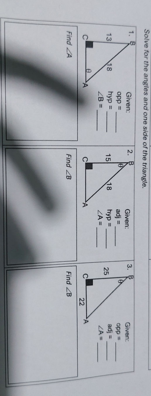 Solve for the angles and one side of the | StudyX