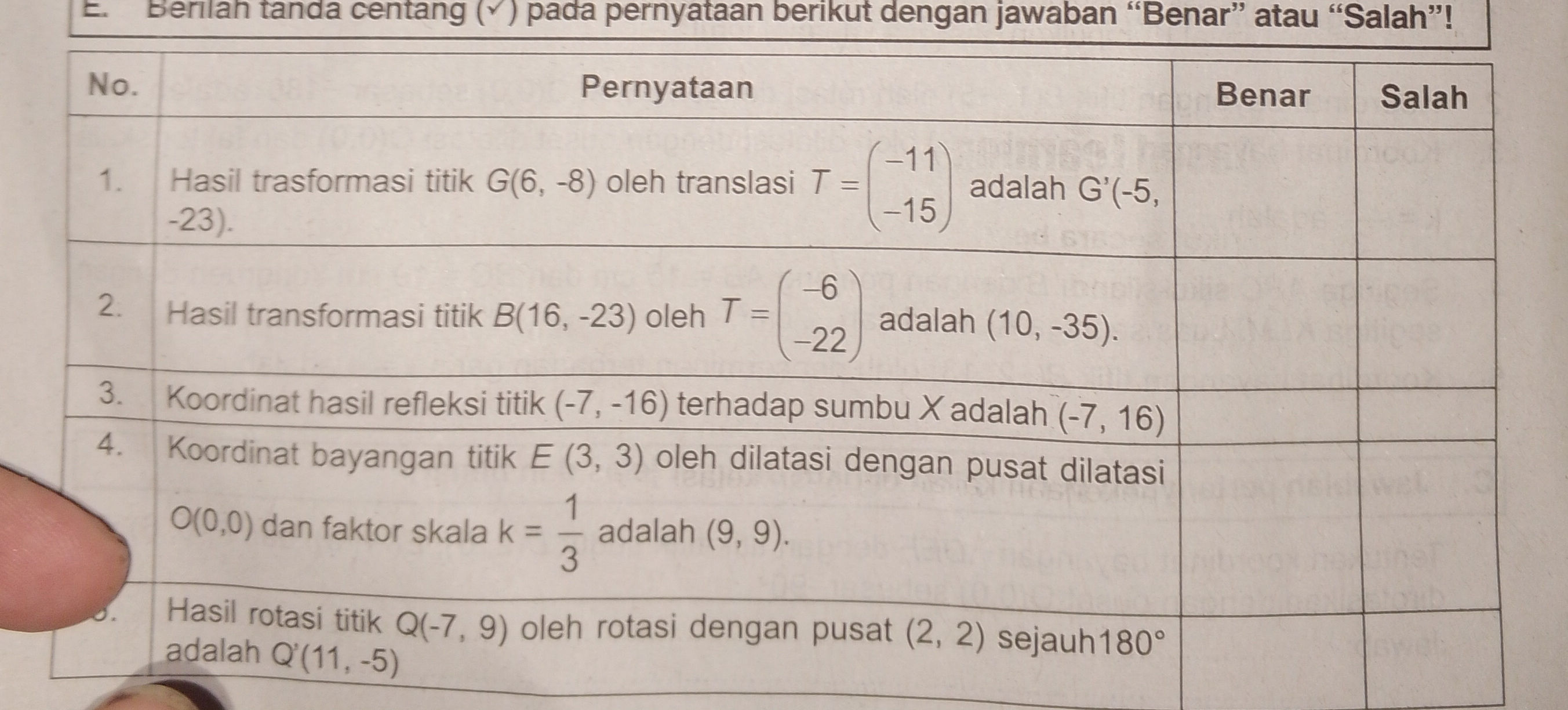 1. Hasil trasformasi titik G(6, -8) oleh | StudyX