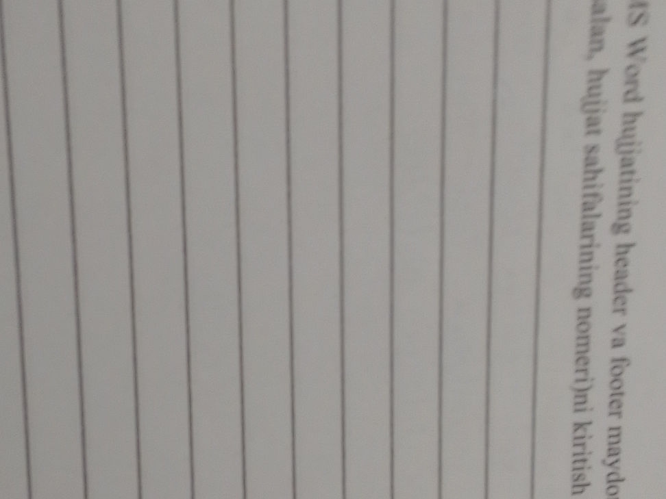 MS Word hujjatining header va footer maydon