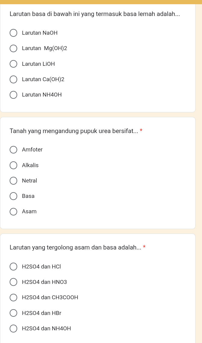 Larutan basa di bawah ini yang termasuk basa | StudyX