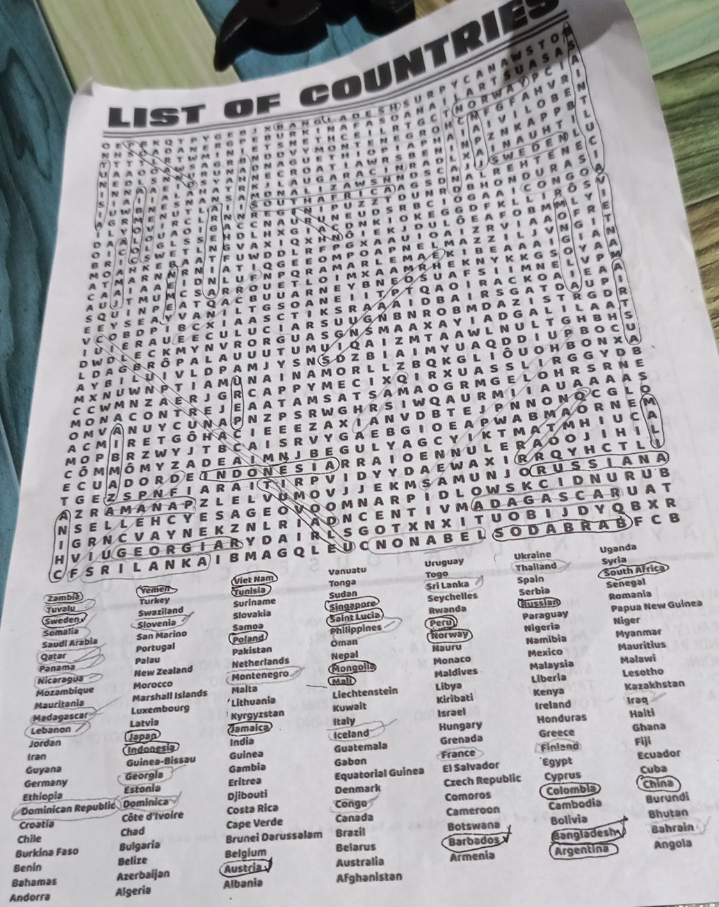 Find the countries in the word search | StudyX