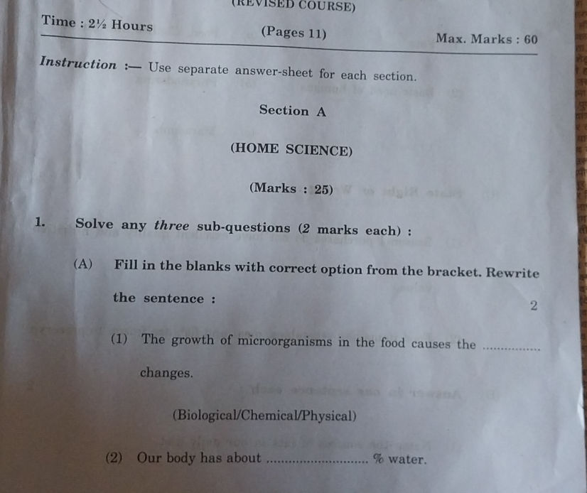 Solve any three sub-questions (2 marks | StudyX