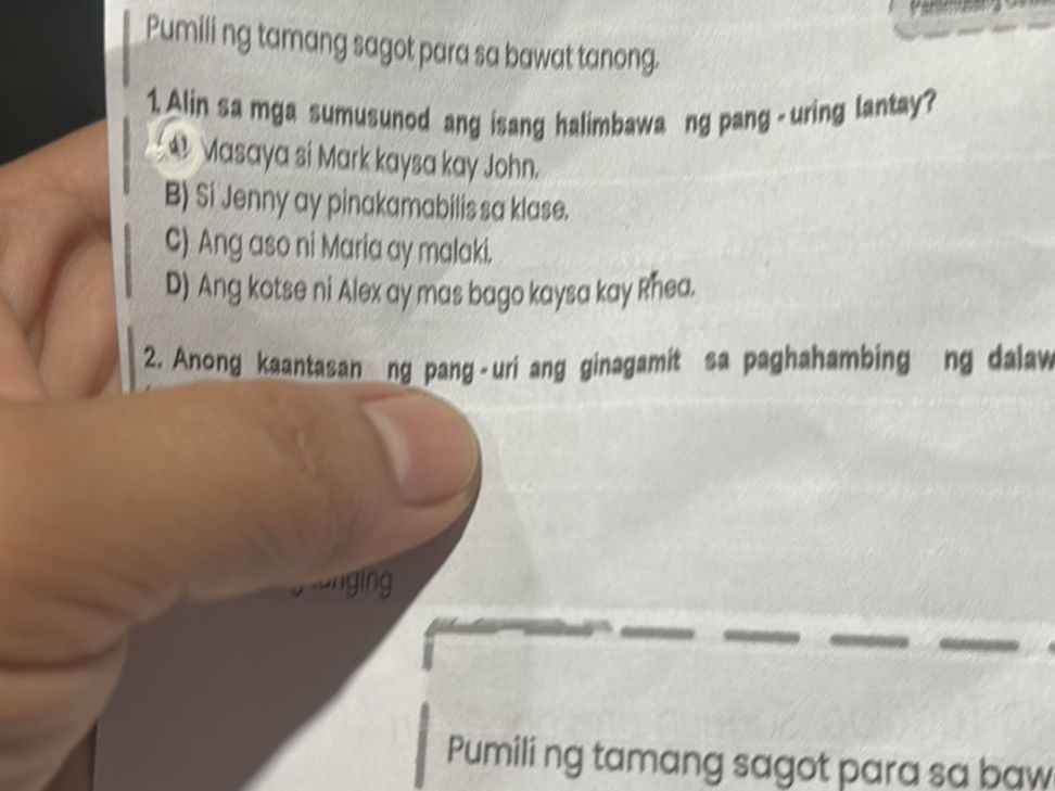 1. Alin sa mga sumusunod ang isang halimbawa | StudyX