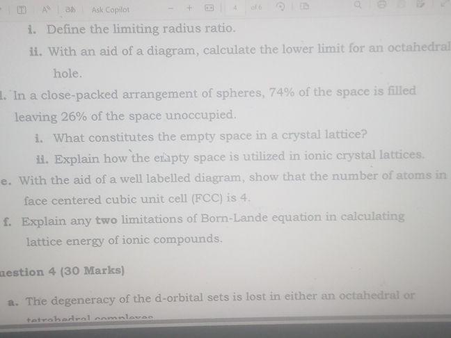 i. Define the limiting radius ratio. ii. | StudyX