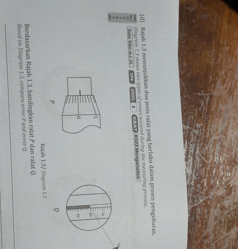 (d) Rajah 1.3 menunjukkan dua jenis ralat | StudyX