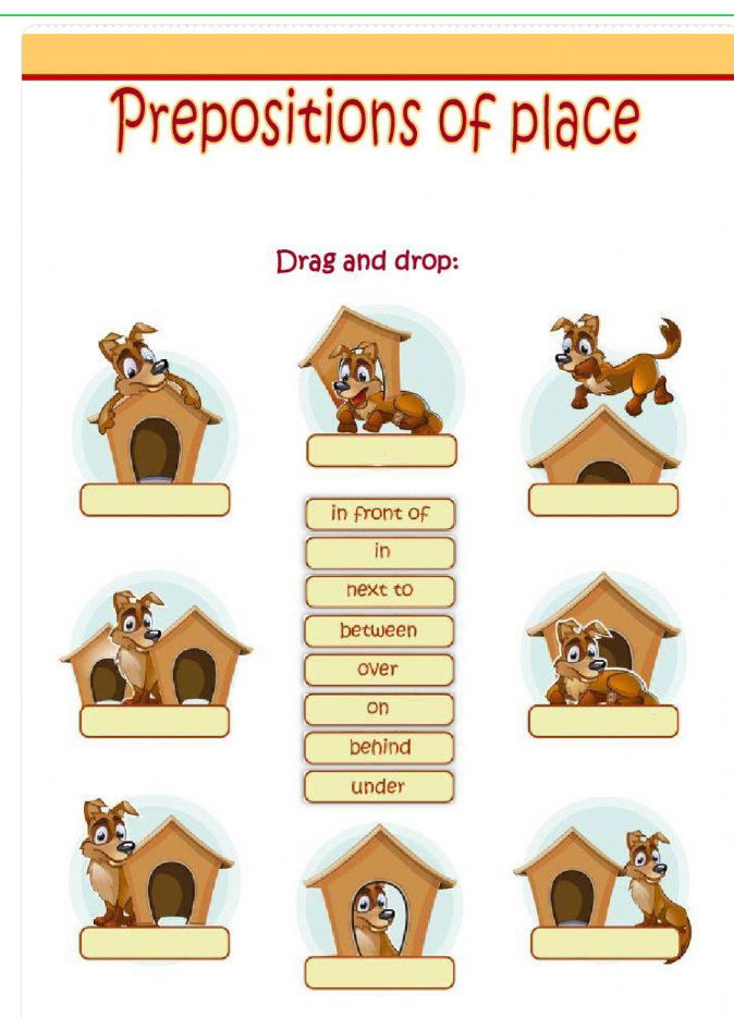 Prepositions of place Drag and drop: in | StudyX