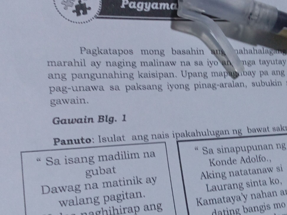 Gawain Blg. 1 Panuto: Isulat ang nais | StudyX