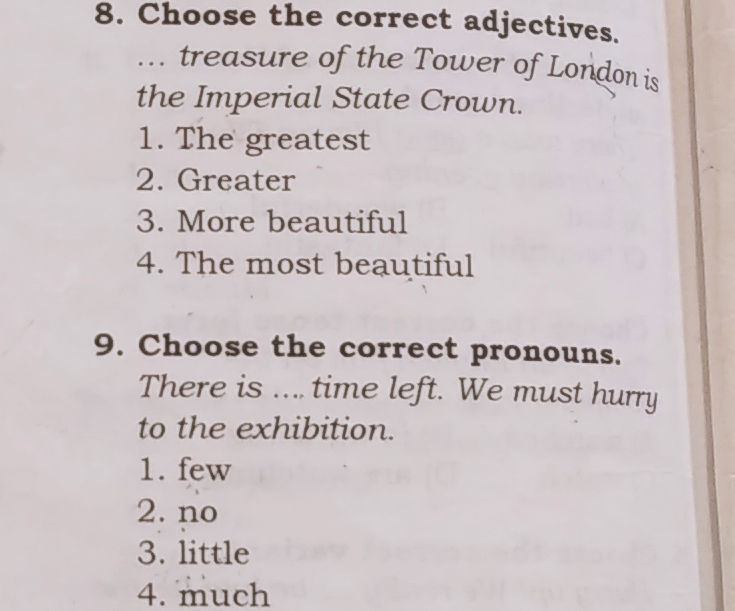 8. Choose the correct adjectives. ... | StudyX